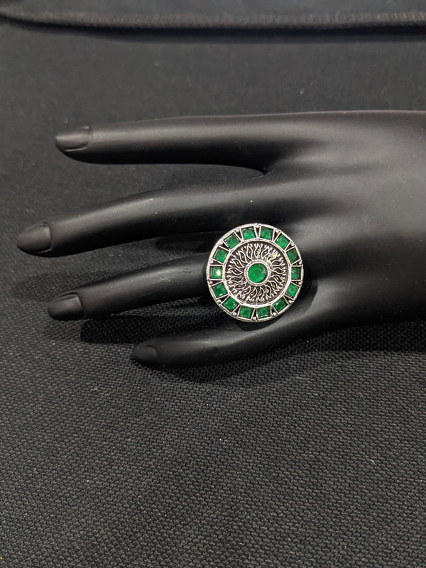 Oxidized square colored stone round Adjustable Finger rings – Simpliful ...