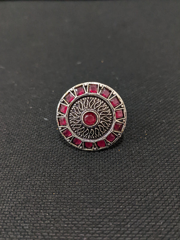 Oxidized square colored stone round Adjustable Finger rings – Simpliful ...